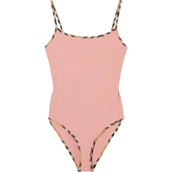 Burberry Check Trim One-piece Swimsuit - Begonia Pink