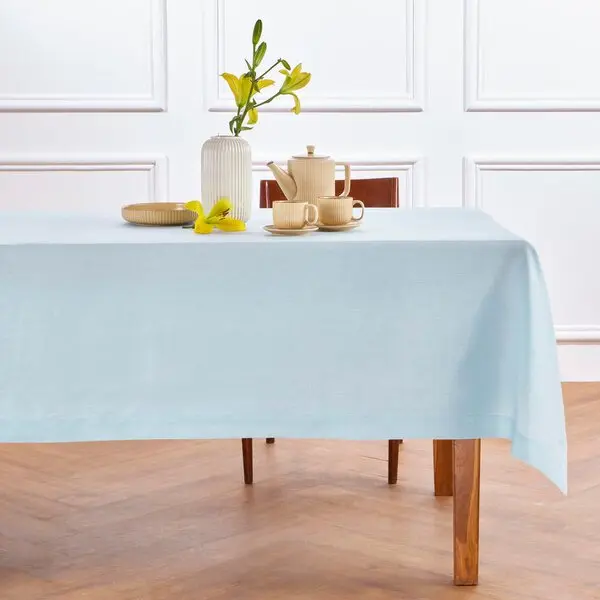 SOLINO HOME Linen Tableclothfete - Ice Water