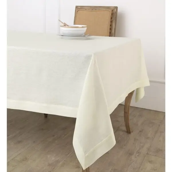 SOLINO HOME Linen Tableclothfete - Ivory
