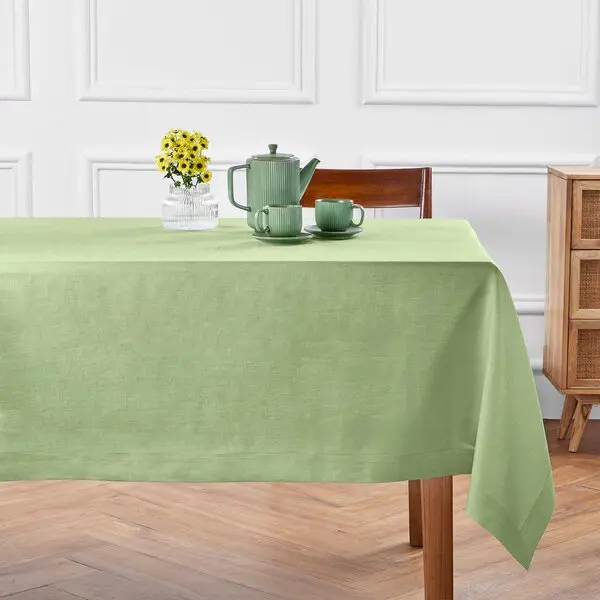 SOLINO HOME Linen Tableclothfete - Laurel Green