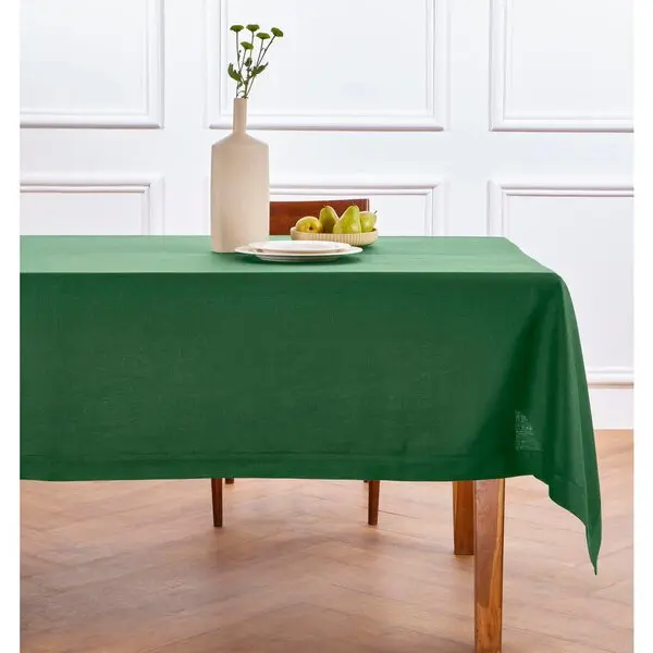 SOLINO HOME Linen Tableclothfete - Pine Green