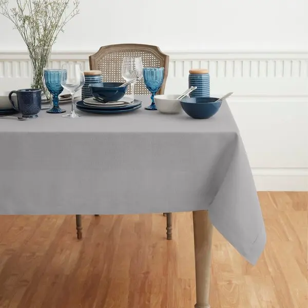 SOLINO HOME Linen Tableclothfete - Soft Grey