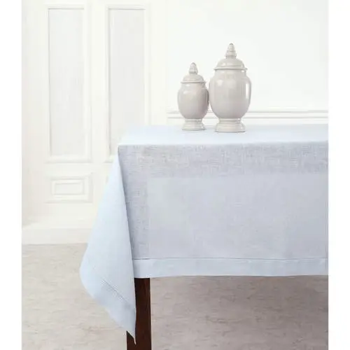 SOLINO HOME Linen Tableclothclassic Hemstitch - Light Blue
