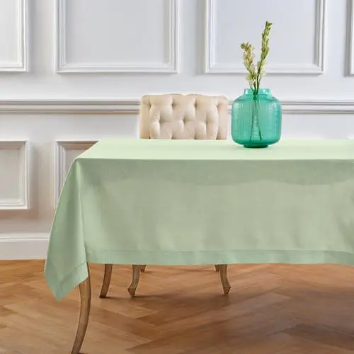 SOLINO HOME Linen Tableclothclassic Hemstitch - Light Green
