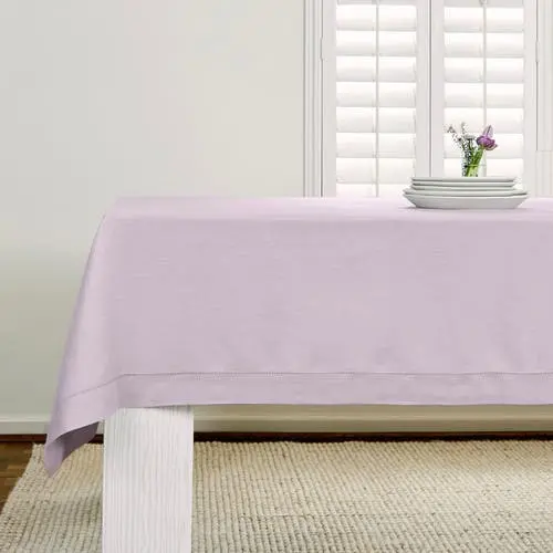 SOLINO HOME Linen Tableclothclassic Hemstitch - Lilac