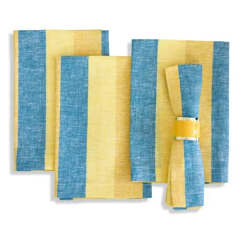 SOLINO HOME Linen Dinner Napkinscabana Stripe - Bright Summer Stripe