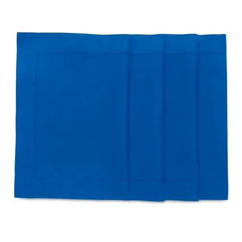 SOLINO HOME Cotton Linen Hemstitch Placemats - Blue