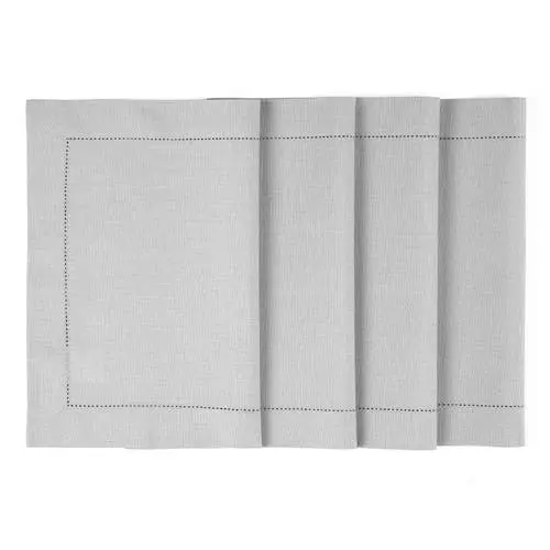 SOLINO HOME Cotton Hemstitch Placemats - Light Grey