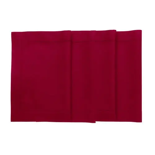 Solino Home Cotton Hemstitch Placemats Set Of 4, 14 X 19 Inch For Dining Table - Red