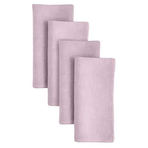 Solino Home Linen Dinner Napkins Set Of 4, 20 X 20 Inch For Dining Table - Chambray Lavender