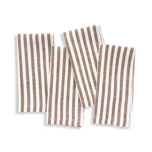 SOLINO HOME Linen Dinner Napkinsamalfi Stripe - Brown And Cream
