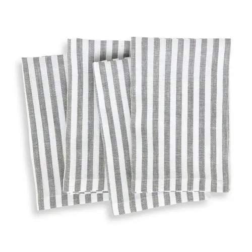 SOLINO HOME Linen Dinner Napkinsamalfi Stripe - Grey And White