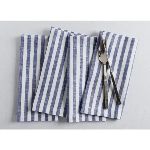 SOLINO HOME Linen Dinner Napkinsamalfi Stripe - Navy And White