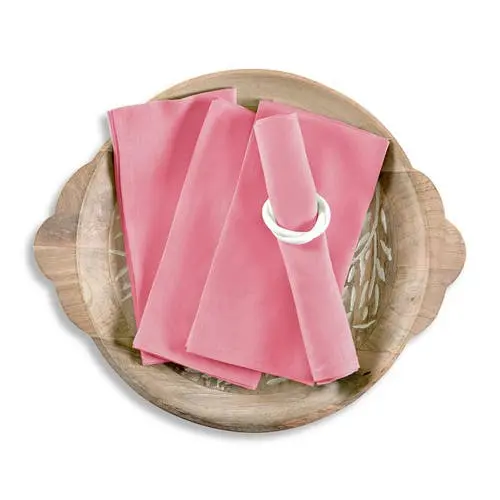 SOLINO HOME Linen Dinner Napkinsfete - Pink Carnation