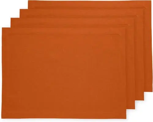 Solino Home Cotton Linen Plain Placemats Set Of 4 - Cinnamon