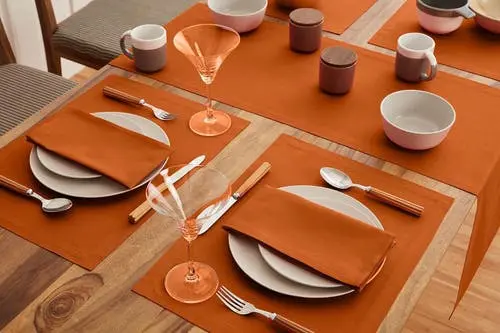 Solino Home Cotton Linen Plain Placemats Set Of 4 - Cinnamon