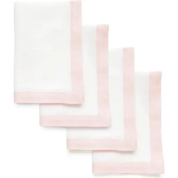 SOLINO HOME Linen Dinner Napkinsclassic - Blush Pink And White