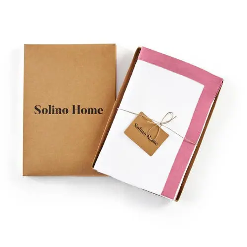 SOLINO HOME Linen Dinner Napkinsclassic - Pink Carnation And White
