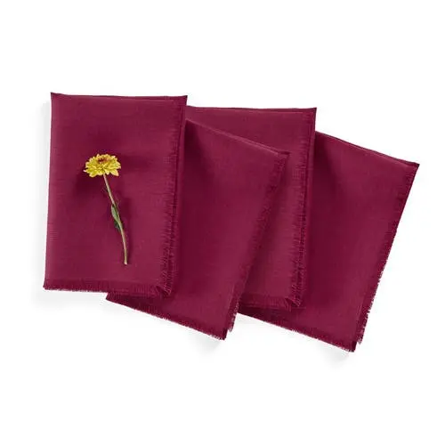 Solino Home Linen Dinner Napkins Set Of 4, 20 X 20 Inch For Dining Table - Beet