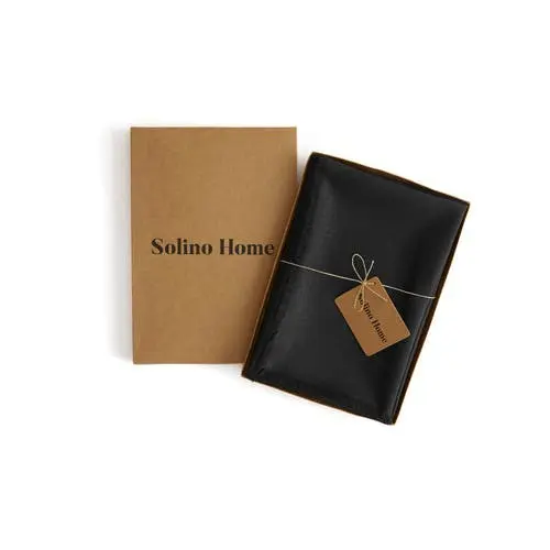 SOLINO HOME Linen Dinner Napkinsfringe - Black