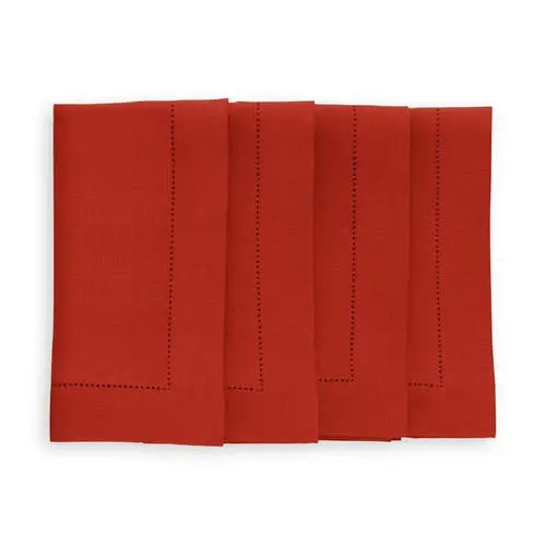 Solino Home Linen Dinner Napkins Set Of 4, 20 X 20 Inch For Dining Table - Cherry