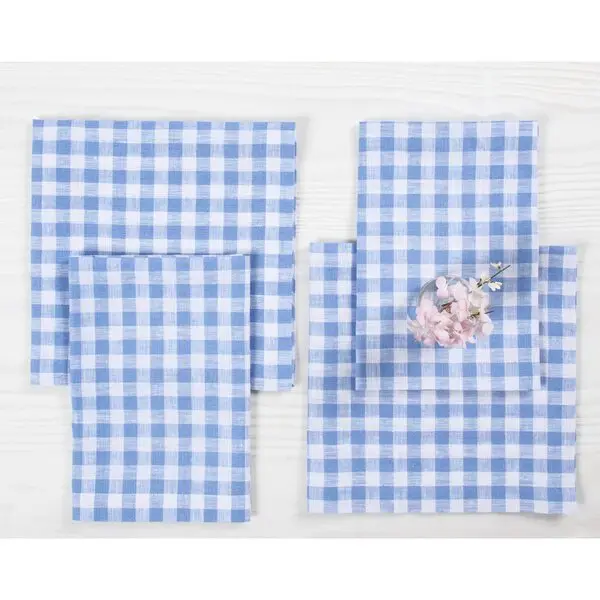 Solino Home Linen Dinner Napkins Set Of 4, 20 X 20 Inch For Dining Table - Hydrangea Blue