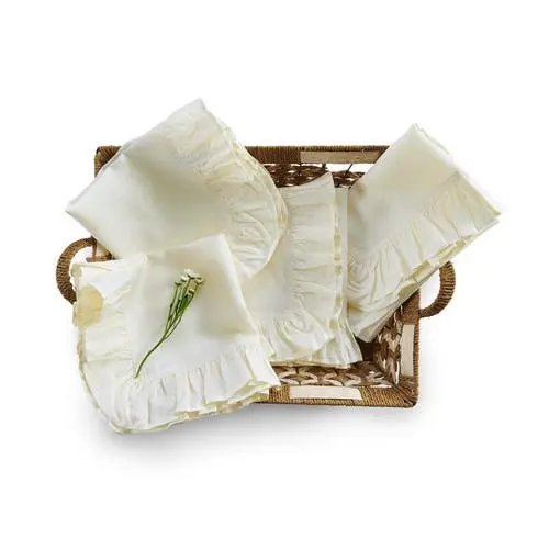 SOLINO HOME Linen Dinner Napkinsgabrielle Ruffle - Ivory