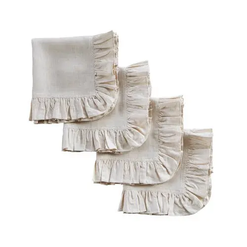 SOLINO HOME Linen Dinner Napkinsgabrielle Ruffle - Light Natural