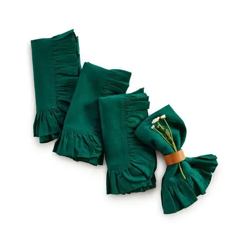 Solino Home Linen Dinner Napkins Set Of 4, 20 X 20 Inch For Dining Table - Rainforest