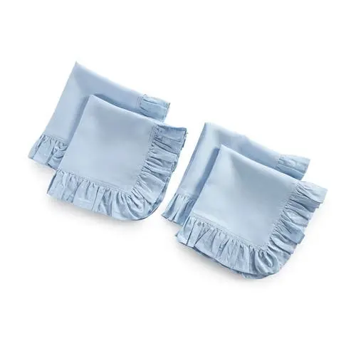 SOLINO HOME Linen Dinner Napkinsgabrielle Ruffle - Sky Blue