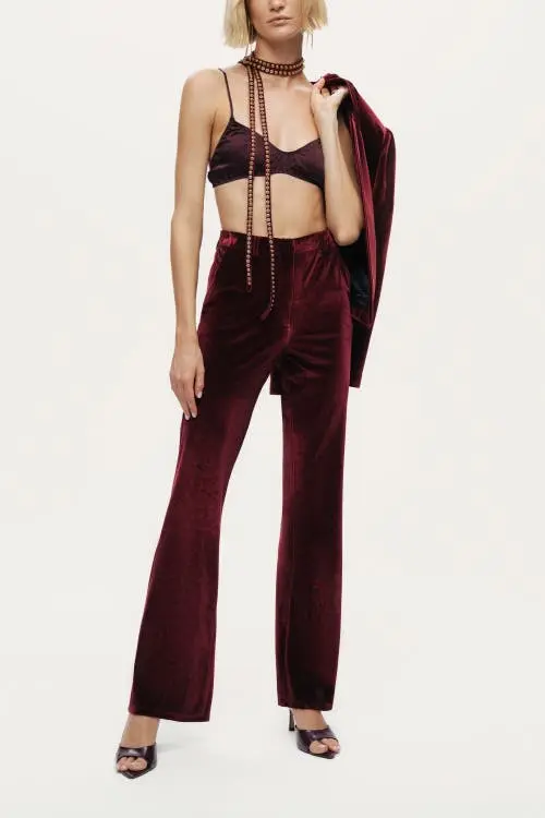 NOCTURNE Velvet Bootcut Trousers