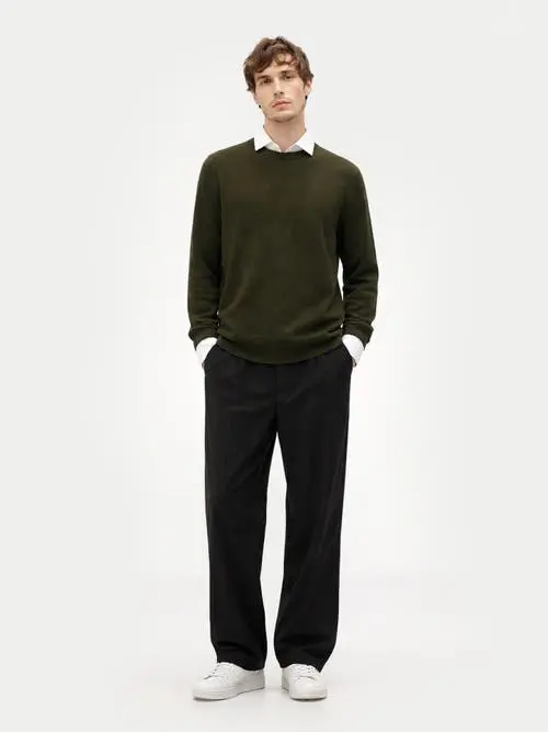 Gobi Cashmere Crewneck Cashmere Sweater - Avocado
