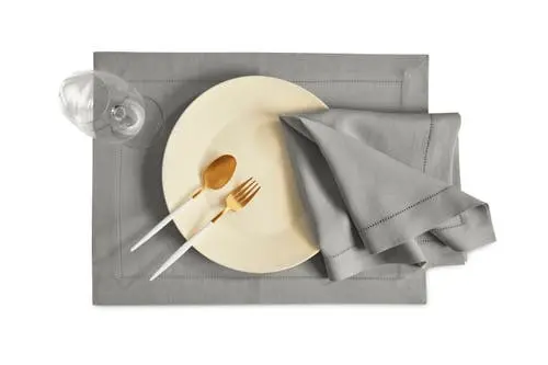 Solino Home Linen Dinner Napkins Set Of 4, 20 X 20 Inch For Dining Table - Grey