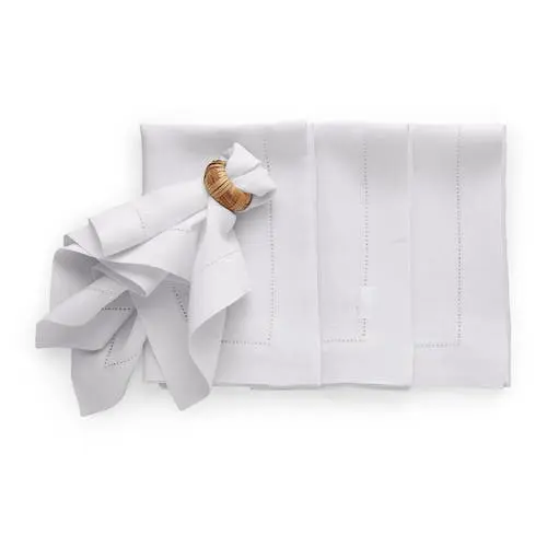 SOLINO HOME Linen Dinner Napkinssonoma Hemstitch - White