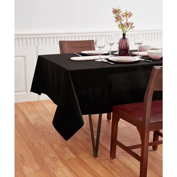 SOLINO HOME Cotton Linen Table Throwdru - Black