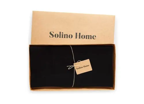 SOLINO HOME Cotton Linen Table Throwdru - Black