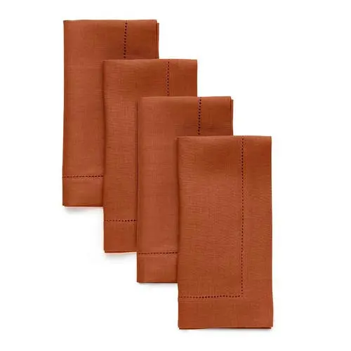 SOLINO HOME Linen Dinner Napkinsclassic Hemstitch - Cinnamon