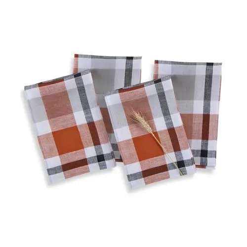 SOLINO HOME Linen Dinner Napkinsfall Buffalo Check - Cinnamon
