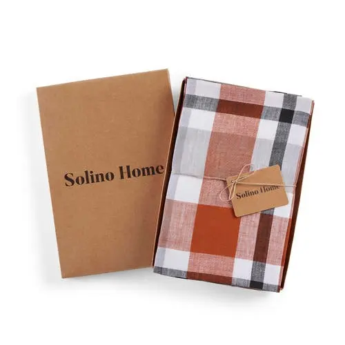 SOLINO HOME Linen Dinner Napkinsfall Buffalo Check - Cinnamon