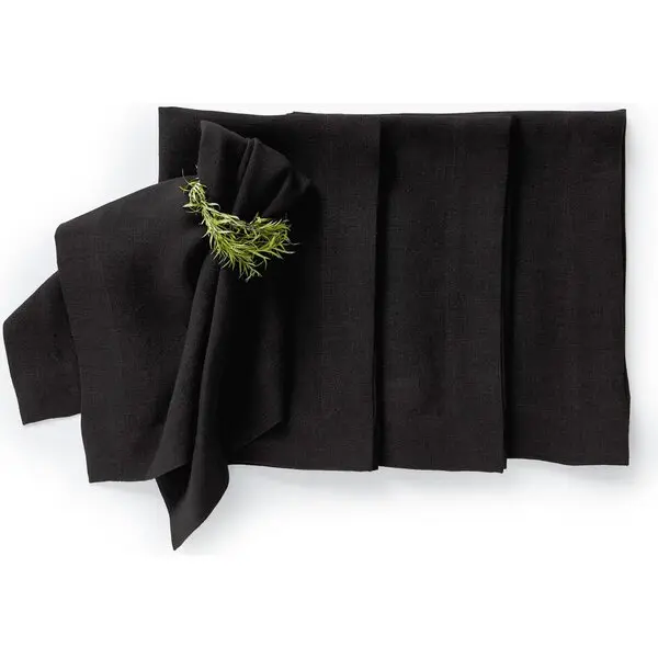 SOLINO HOME Linen Dinner Napkinssonoma - Black