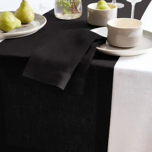 Solino Home Linen Dinner Napkins Set Of 4, 20 X 20 Inch For Dining Table - Black