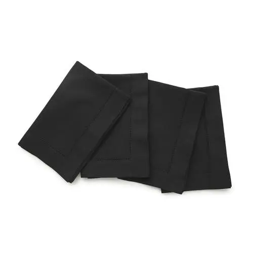SOLINO HOME Dinner Napkinscotton Hemstitch - Black