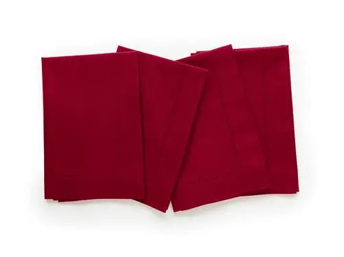 SOLINO HOME Dinner Napkinscotton Hemstitch - Red