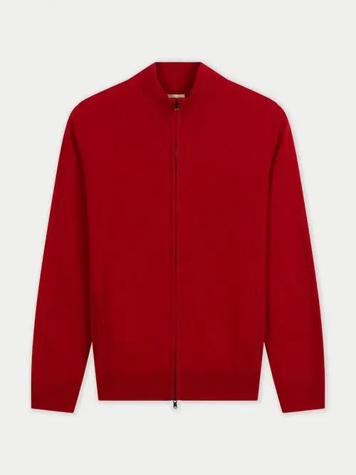 Gobi Cashmere Timeless Zip-up Cardigan - Chili Pepper