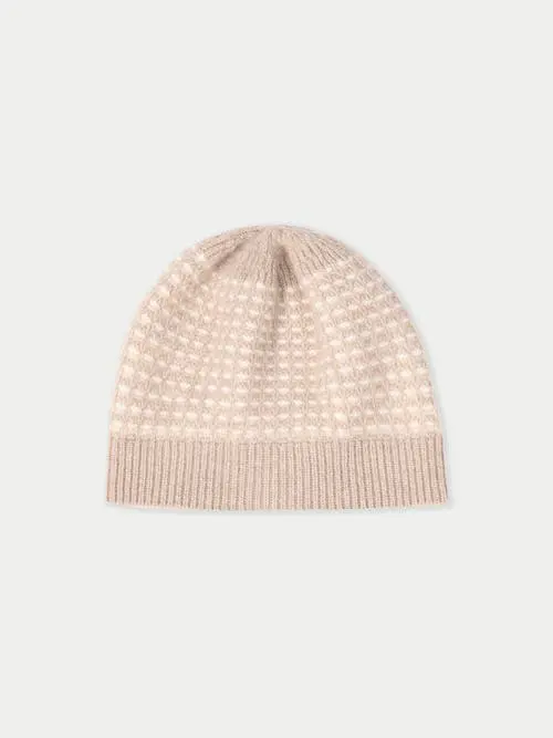 Gobi Cashmere Cashmere Waffle Knit Beanie - Warm Grey