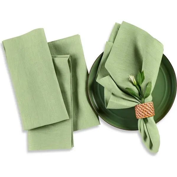 SOLINO HOME Linen Dinner Napkinsfete - Laurel Green