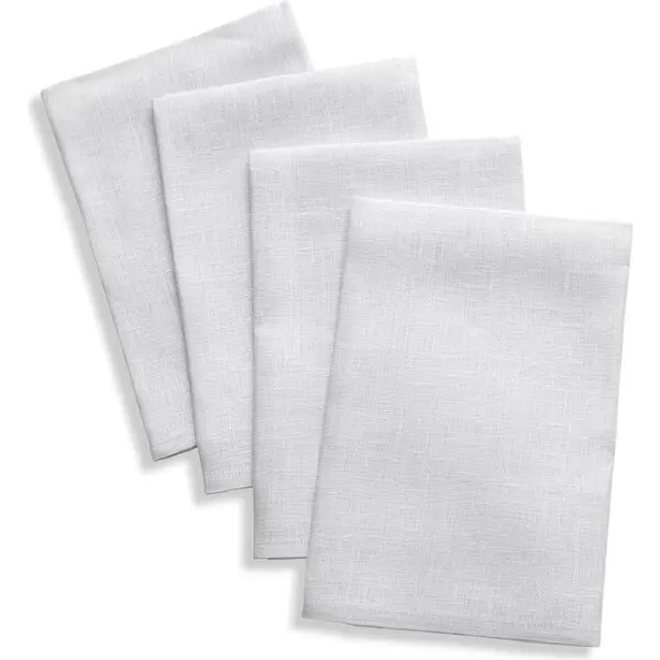 Solino Home Linen Dinner Napkins Set Of 4, 20 X 20 Inch For Dining Table - Silver Cloud