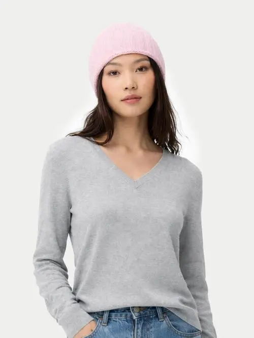 Gobi Cashmere Ribbed Beanie - Almond Blossom