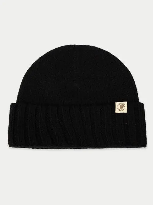 Gobi Cashmere Cashmere Ribbed Beanie - Black