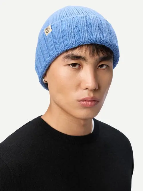 Gobi Cashmere Cashmere Ribbed Beanie - Blue
